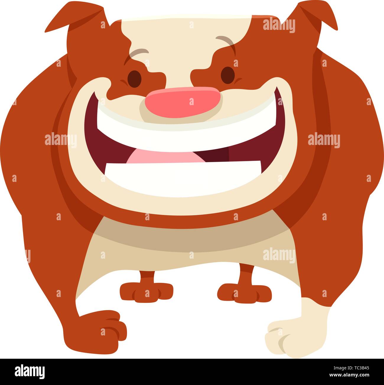 Cartoon Illustration of Happy Bulldog Dog Animal Character Stock Vector ...