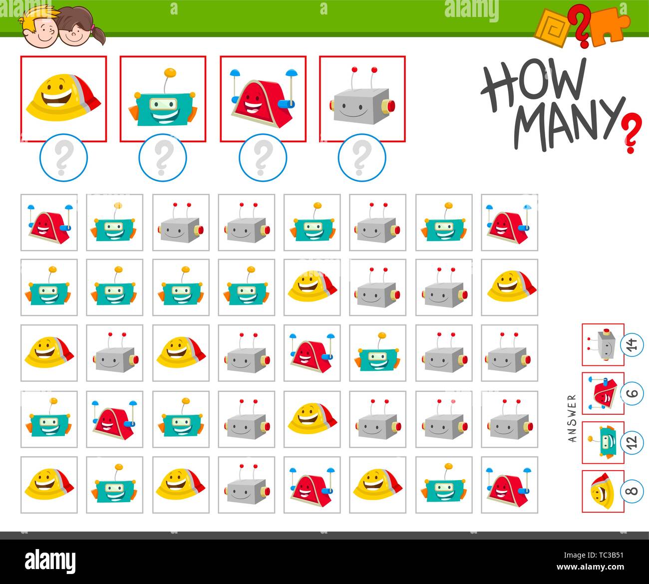 Illustration of Educational Counting Game for Children with Funny ...