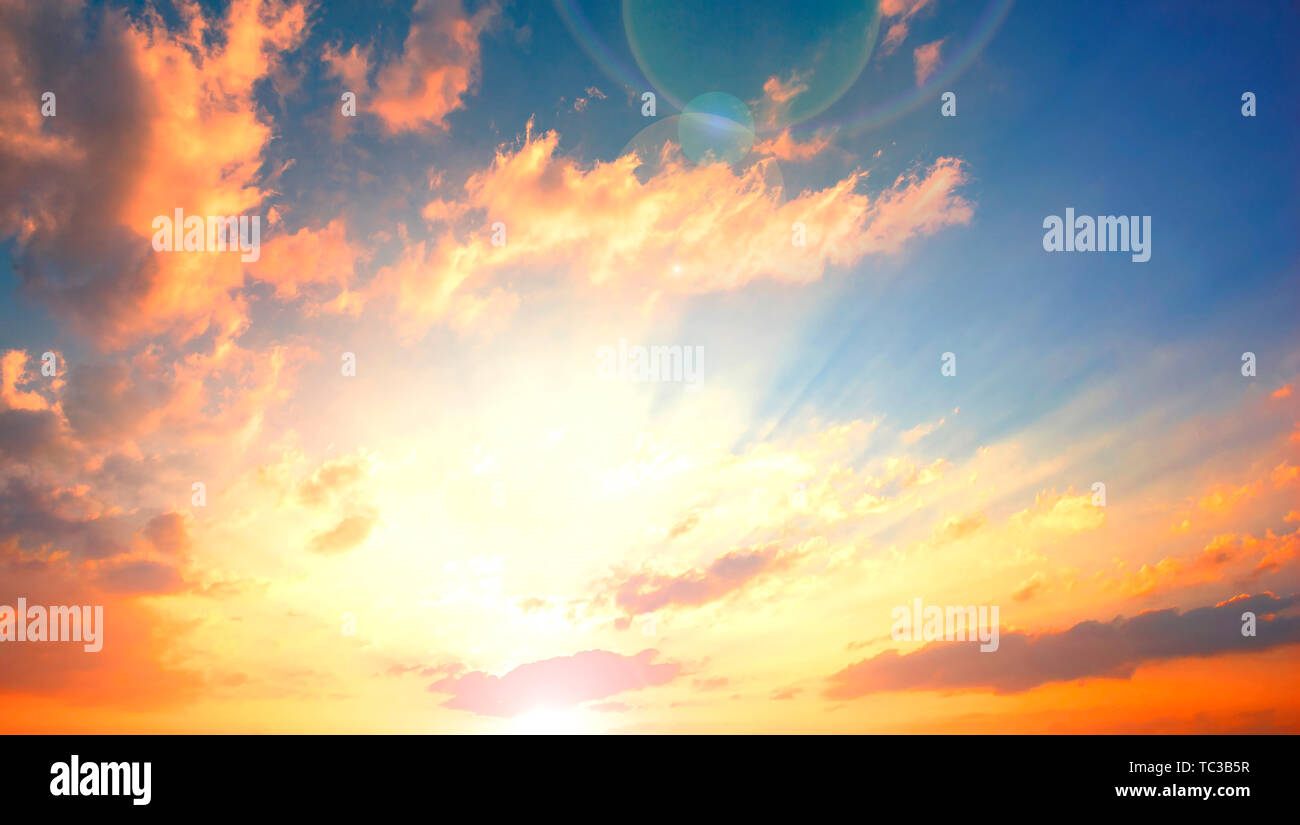 Background of colorful sky concept: Dramatic sunset with twilight color ...
