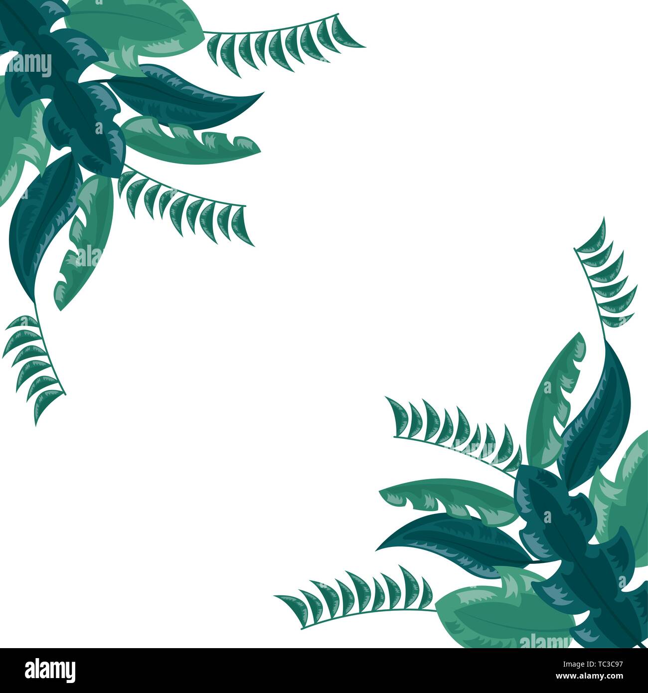 foliage nature corner leaves white background Stock Vector Image & Art ...