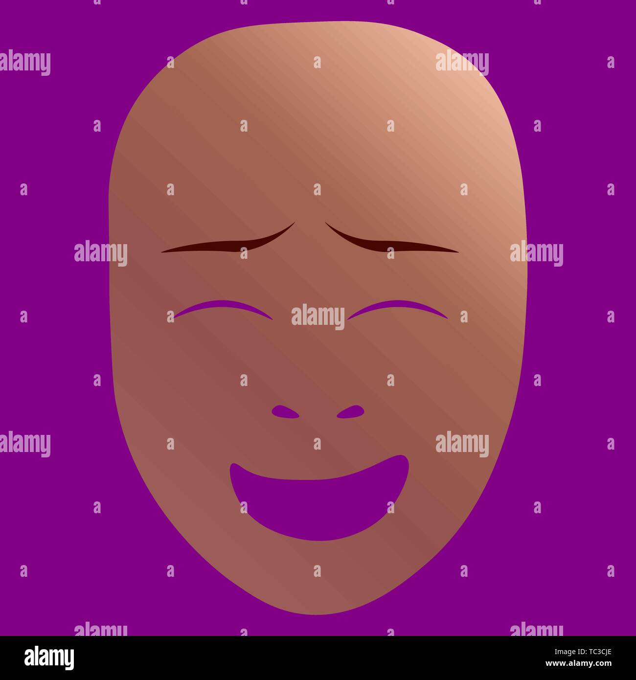 Theatrical mask with happy emotion. Vector illustration. Bronze mask ...