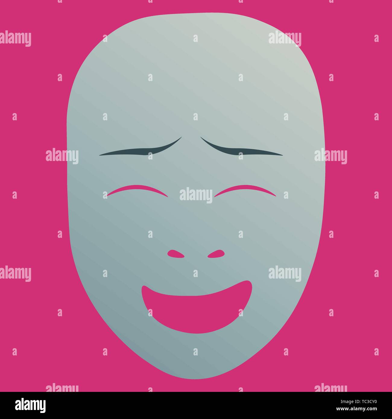 Theatrical mask with happy emotion. Vector illustration. Silver mask ...