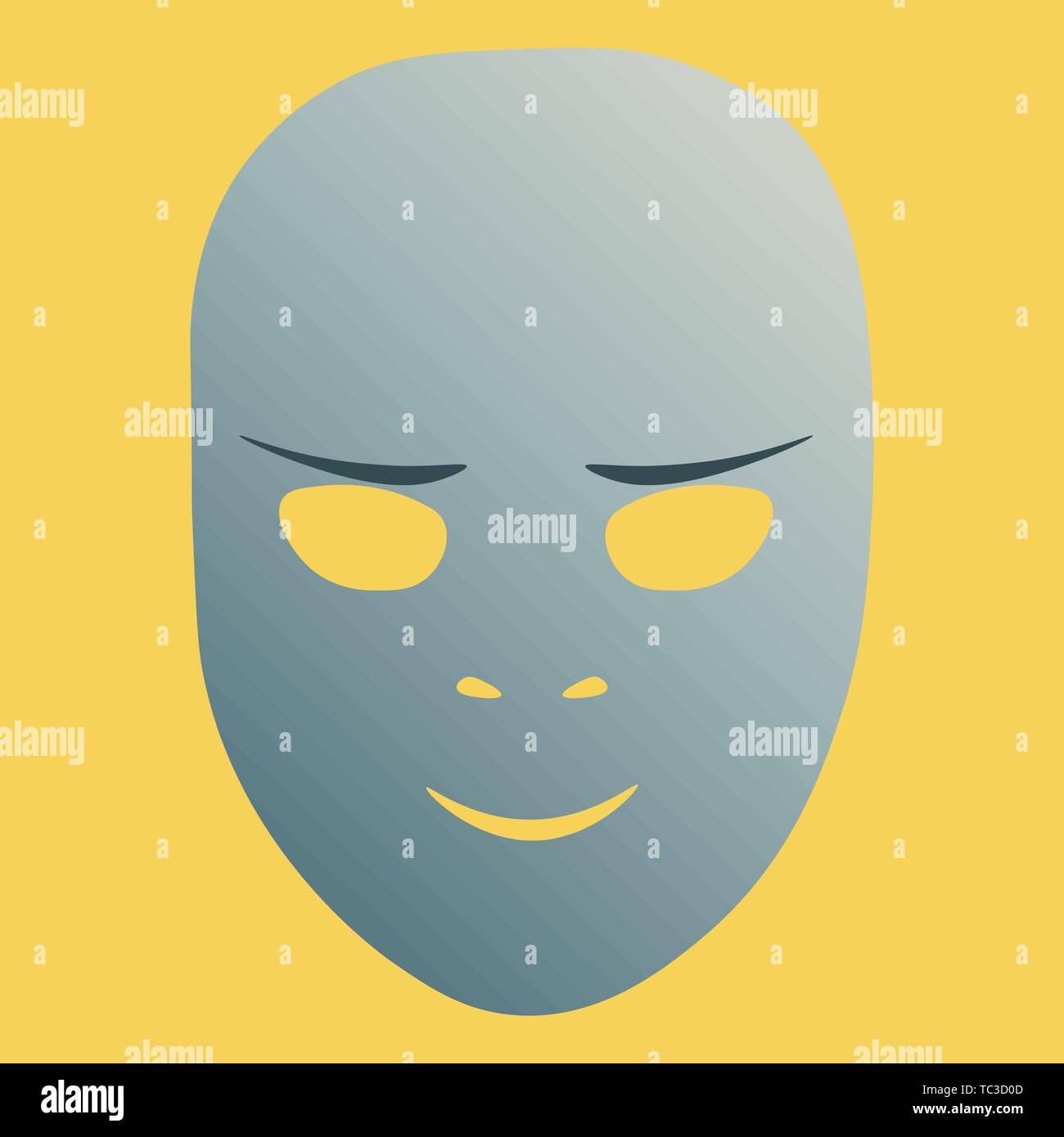 Theatrical mask with cunning emotion. Vector illustration. Silver mask ...