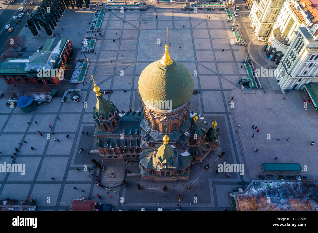 Religion and belief and civilization christian square rooftop view hi ...