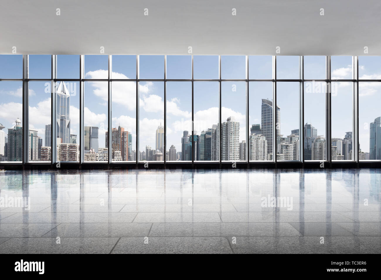 cityscape and skyline of shanghai from glass window Stock Photo - Alamy
