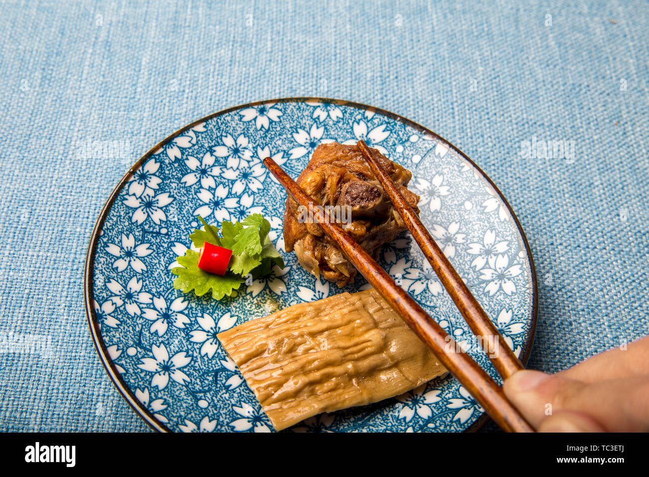 Dried bamboo shoots roast meat, delicious Stock Photo - Alamy
