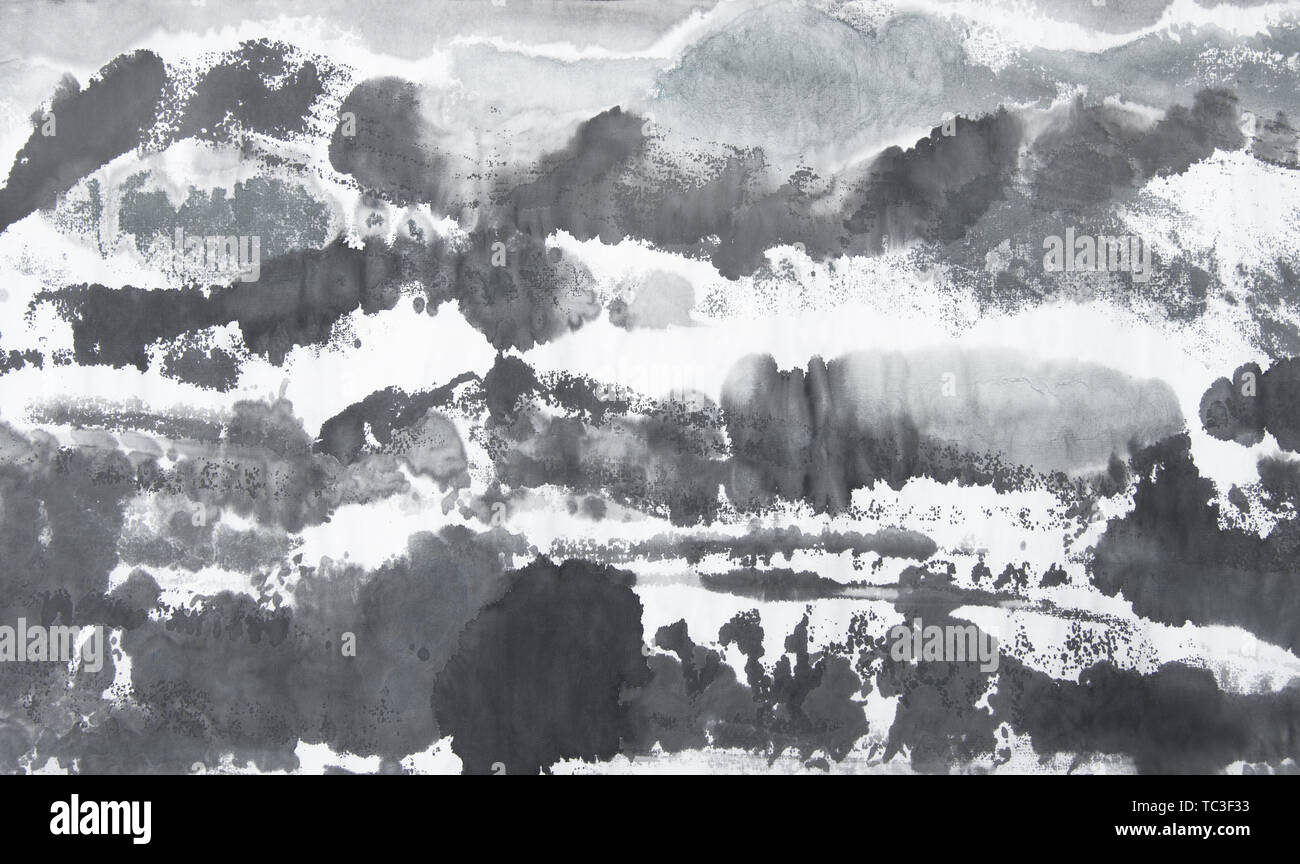 Abstract landscape ink background Stock Photo - Alamy