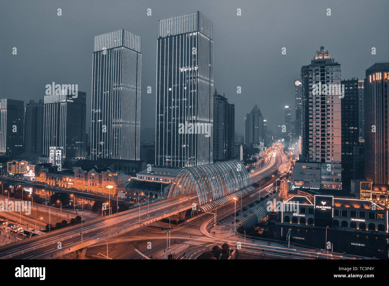 Commercial street design technology road road evening hi-res stock ...