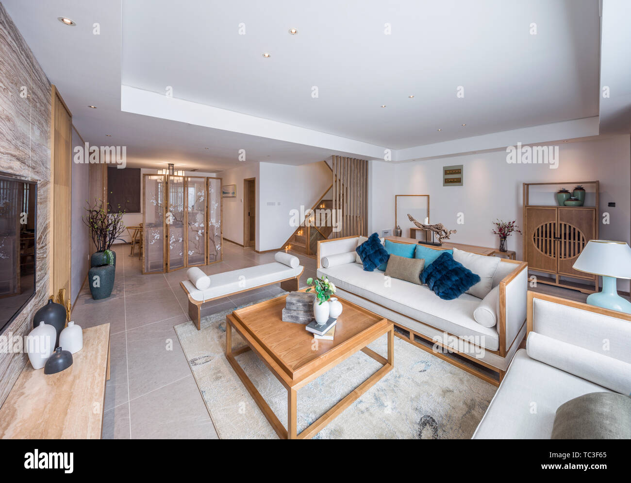 Design of interior design space of model room in modern living room ...