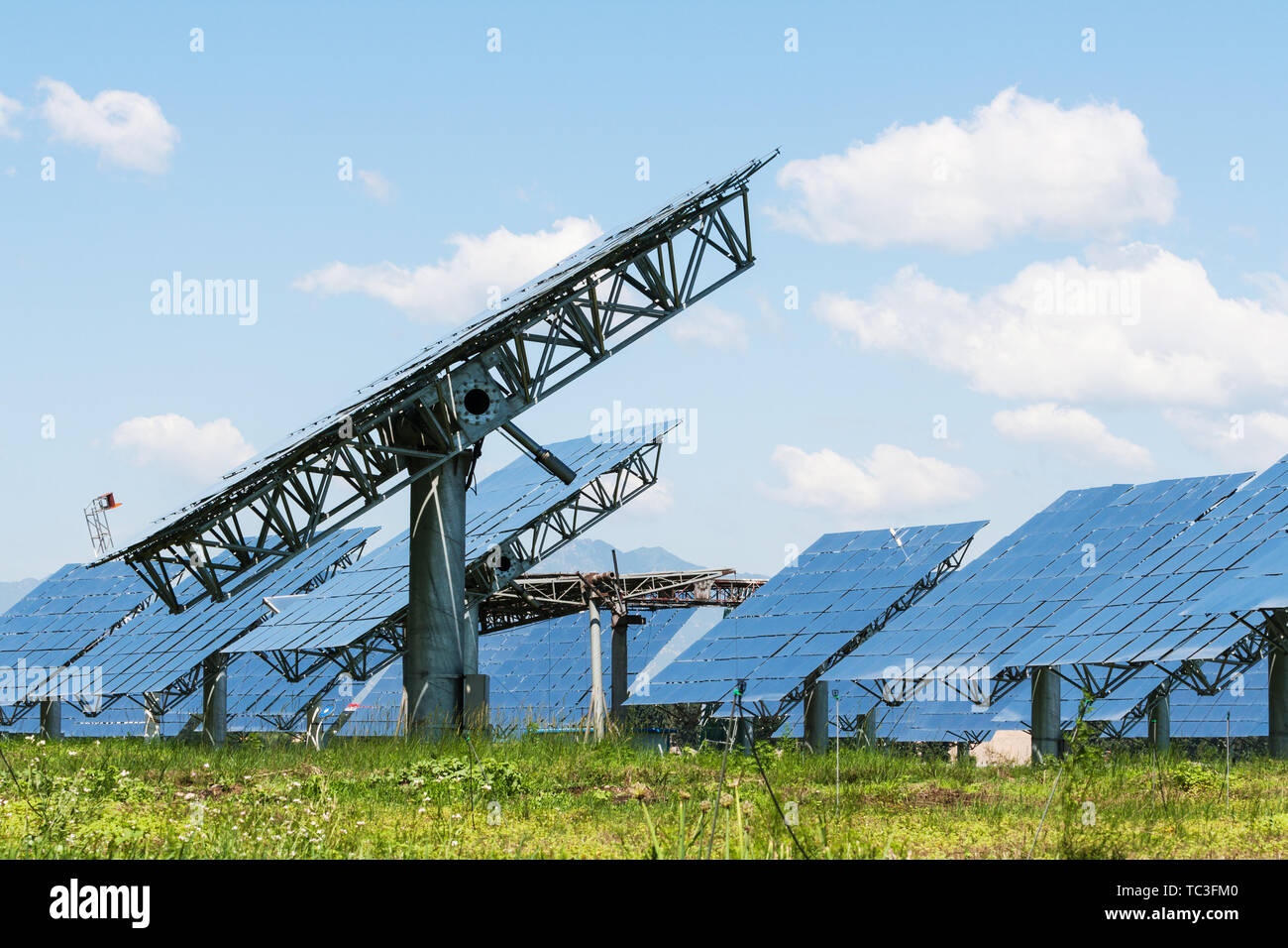 Solar panel in the green Stock Photo - Alamy