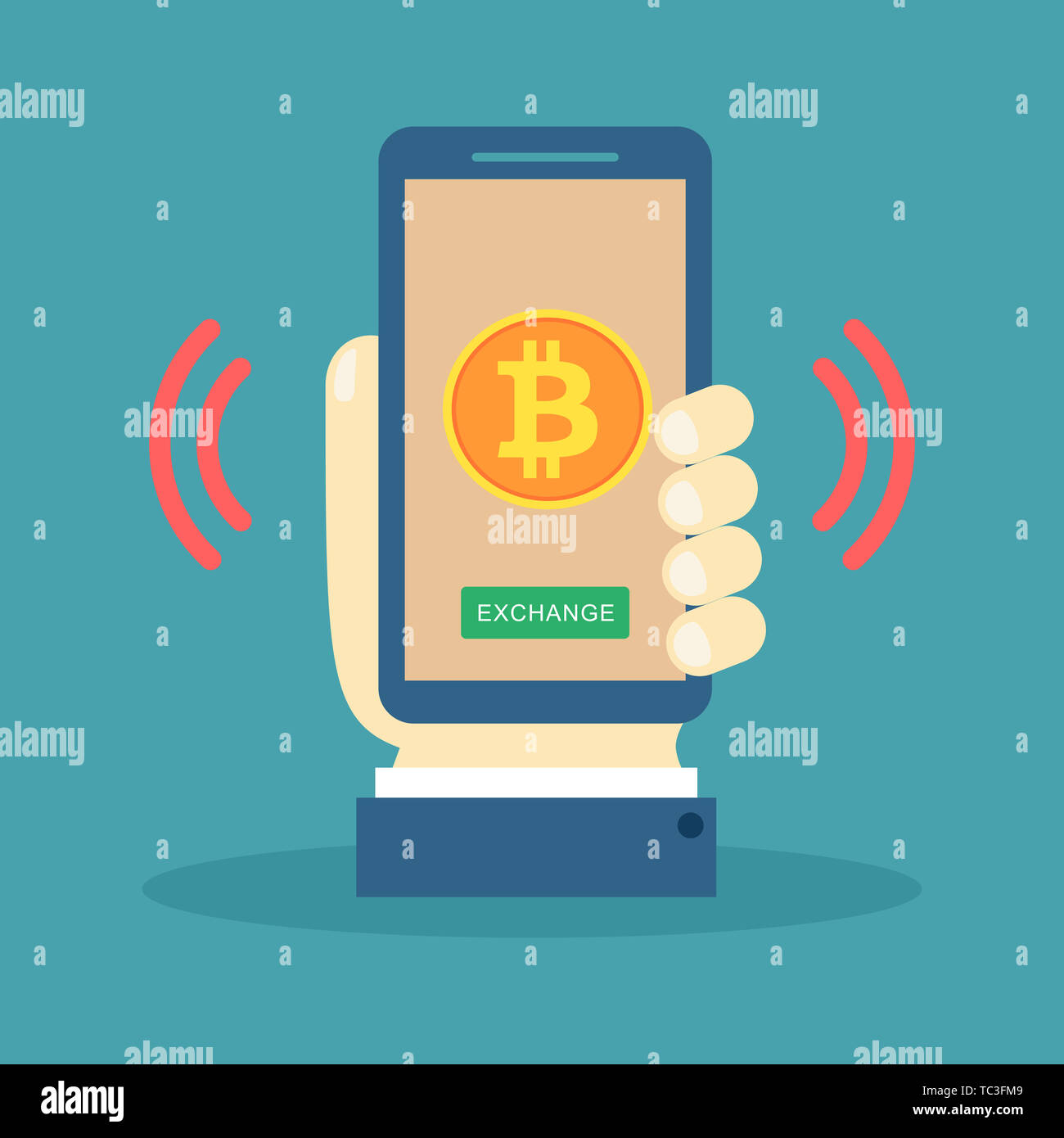 Bitcoin trading concept creative illustration Stock Photo - Alamy