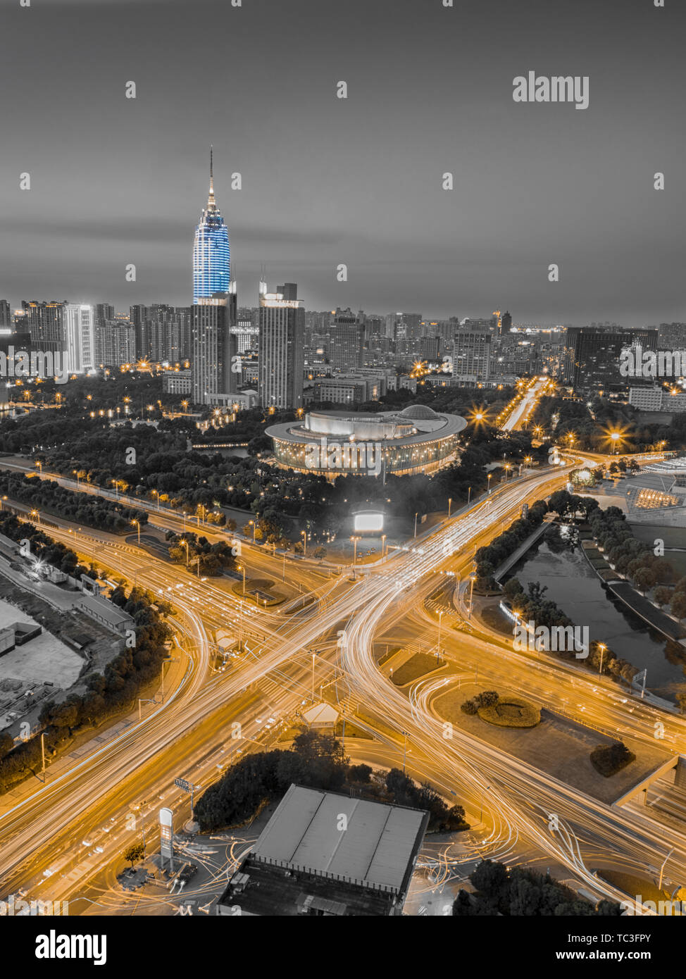 Night view of Changzhou Xinbei District Stock Photo - Alamy