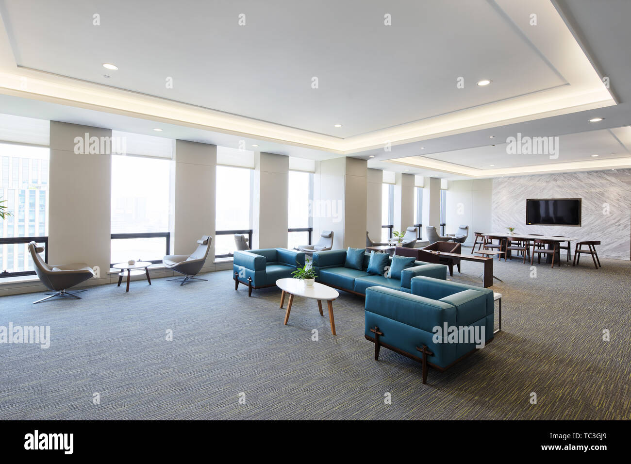 Modern spacious living room interior Stock Photo - Alamy