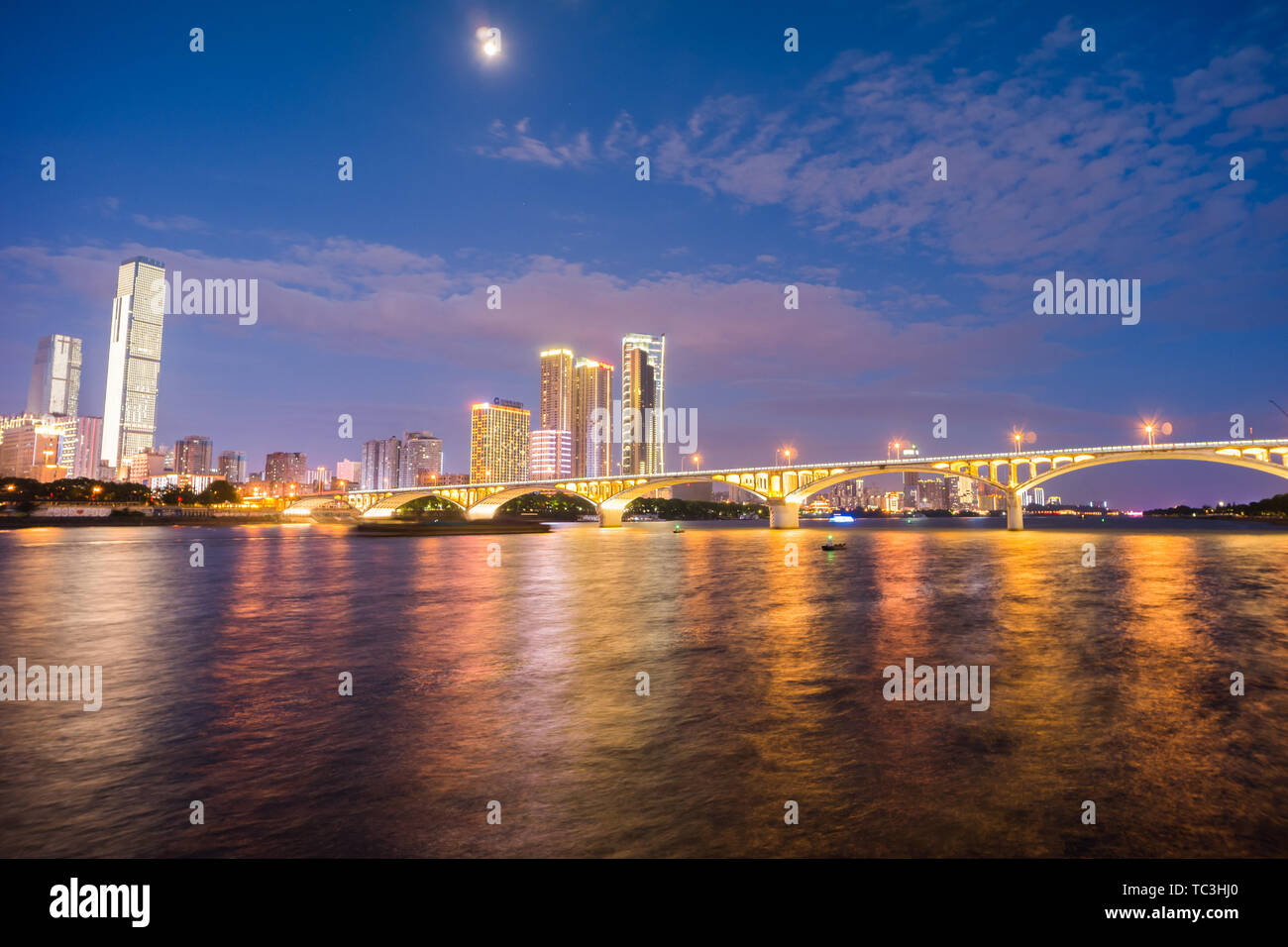 Hunan Changsha Xiangjiang Scenery Belt Orange Island City Night View ...