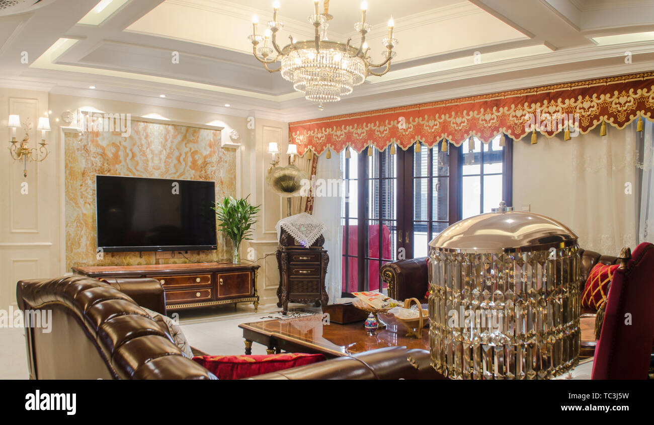 American-style living room Stock Photo - Alamy