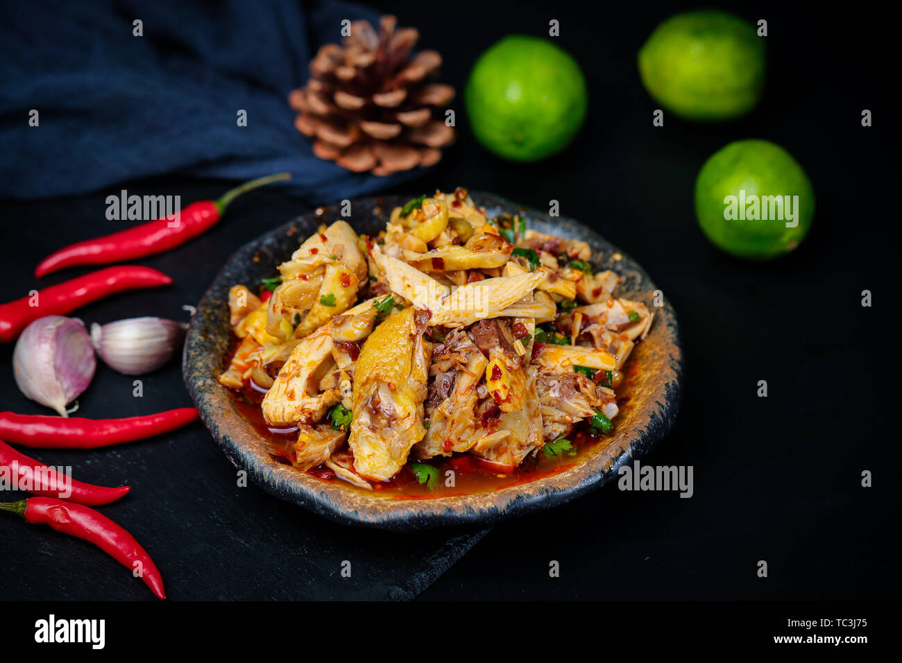 drooling chicken, stick chicken Stock Photo - Alamy