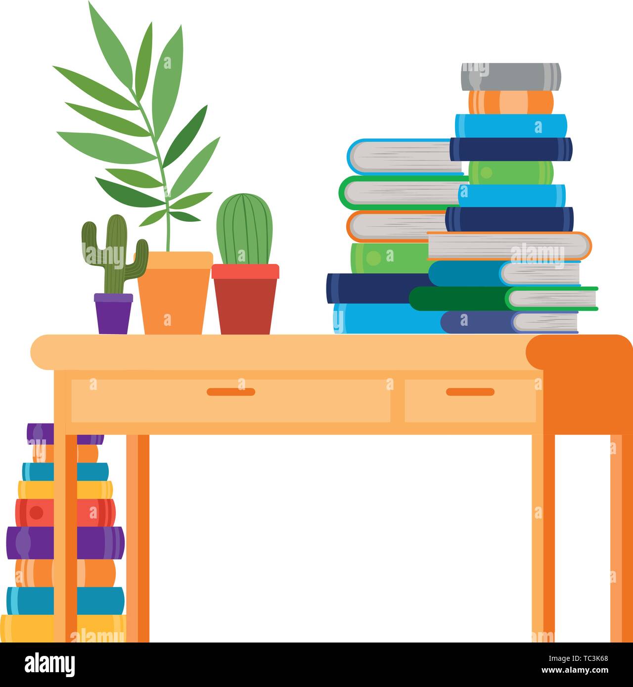 desk with stack of books on white background Stock Vector Image & Art ...