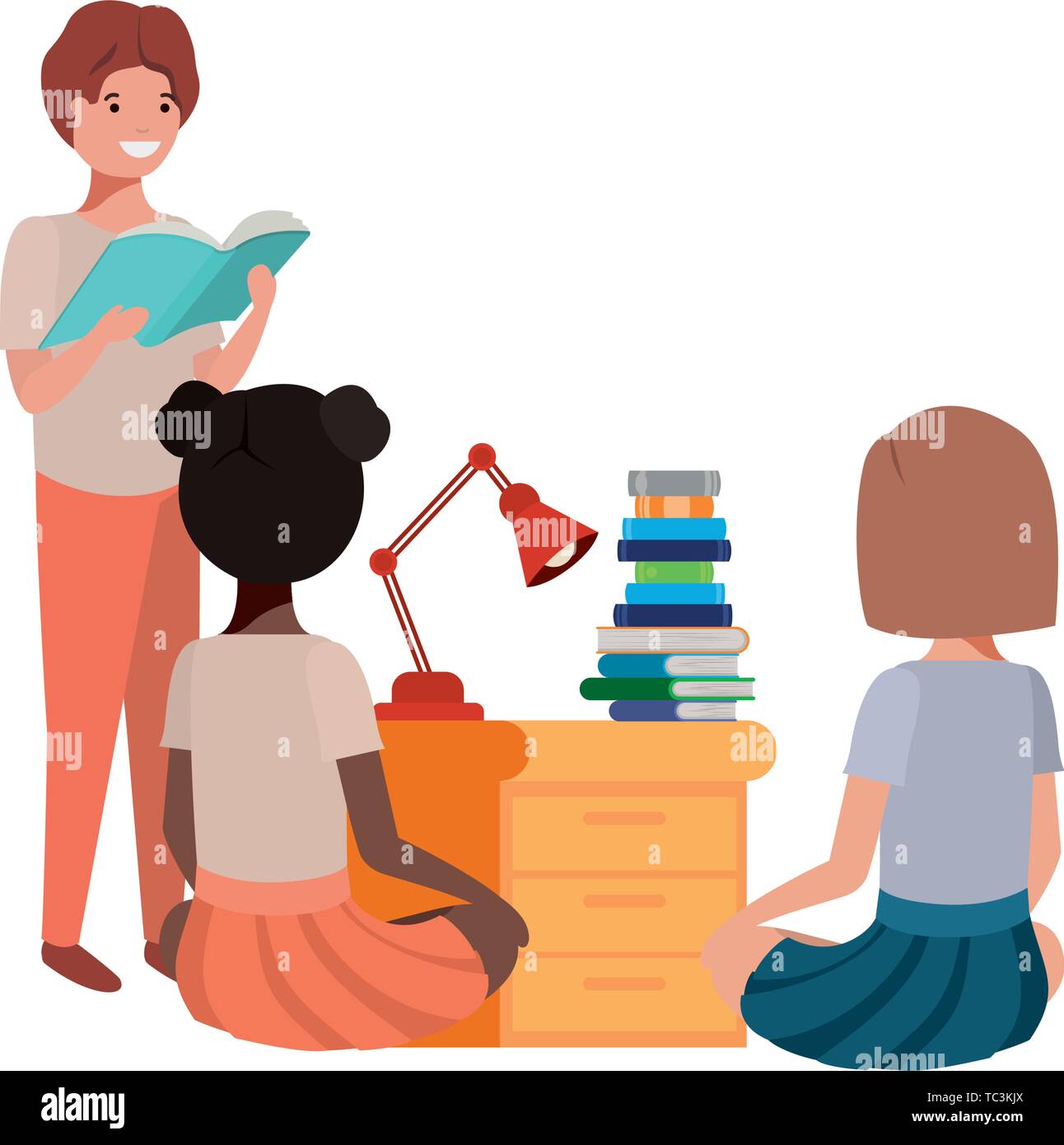 group of student with reading book Stock Vector Image & Art - Alamy