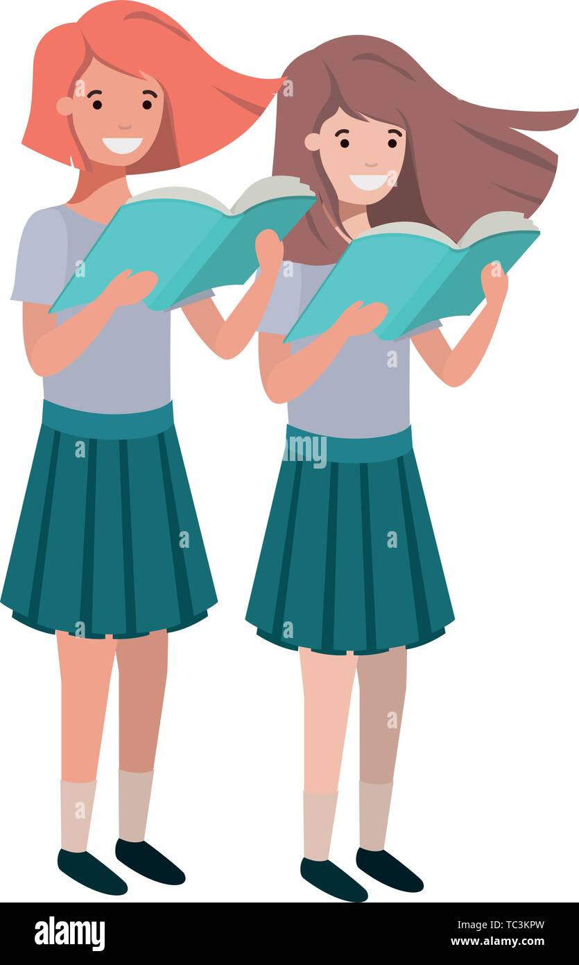 student girls with reading book in the hands Stock Vector Image & Art ...