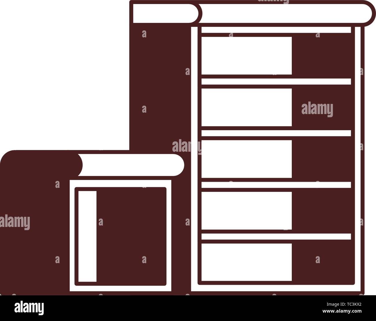 wooden bookshelf on white background Stock Vector Image & Art - Alamy