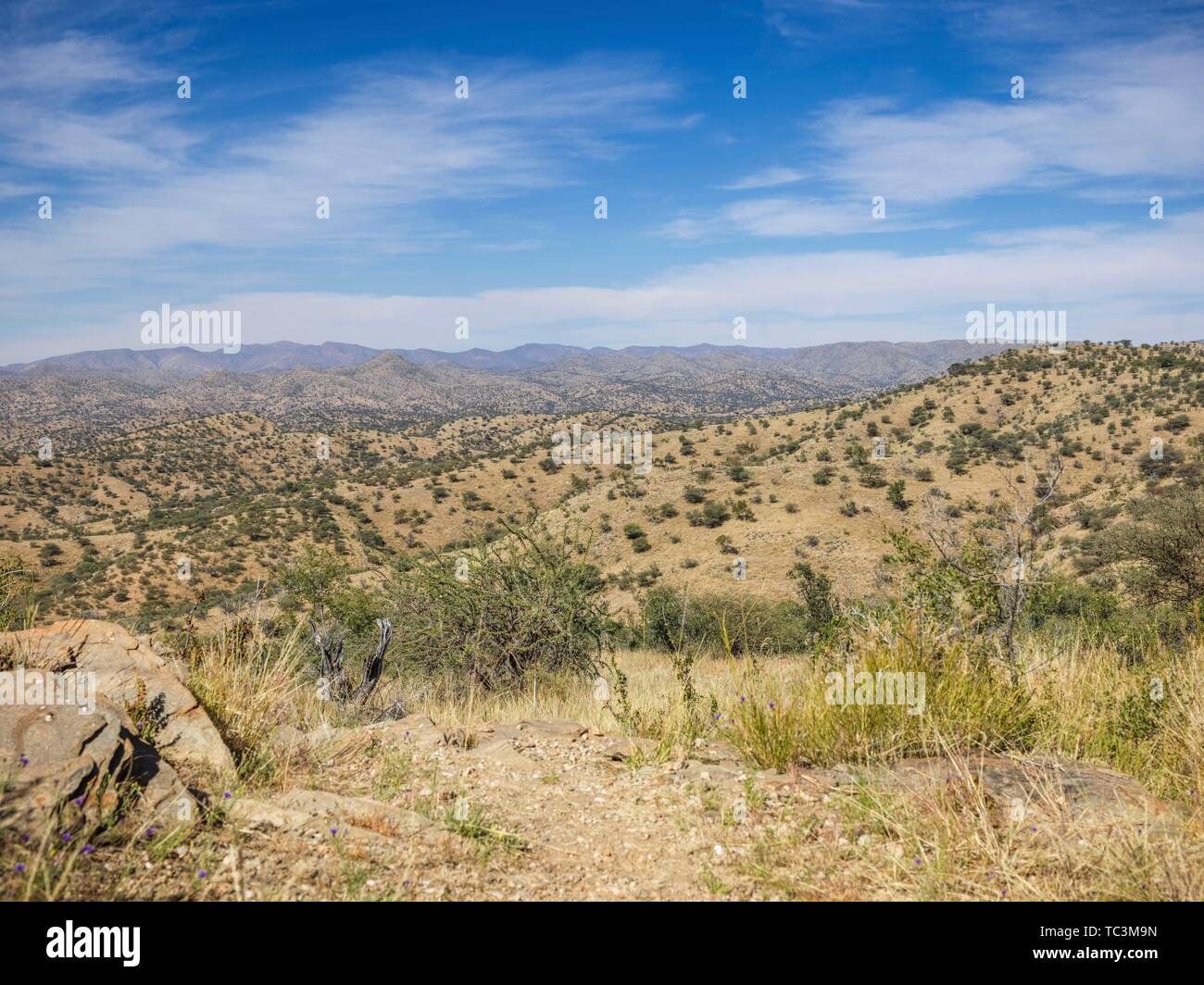 Dry hilly landscape, Daan Viljoen game reserve, Namibia Stock Photo - Alamy