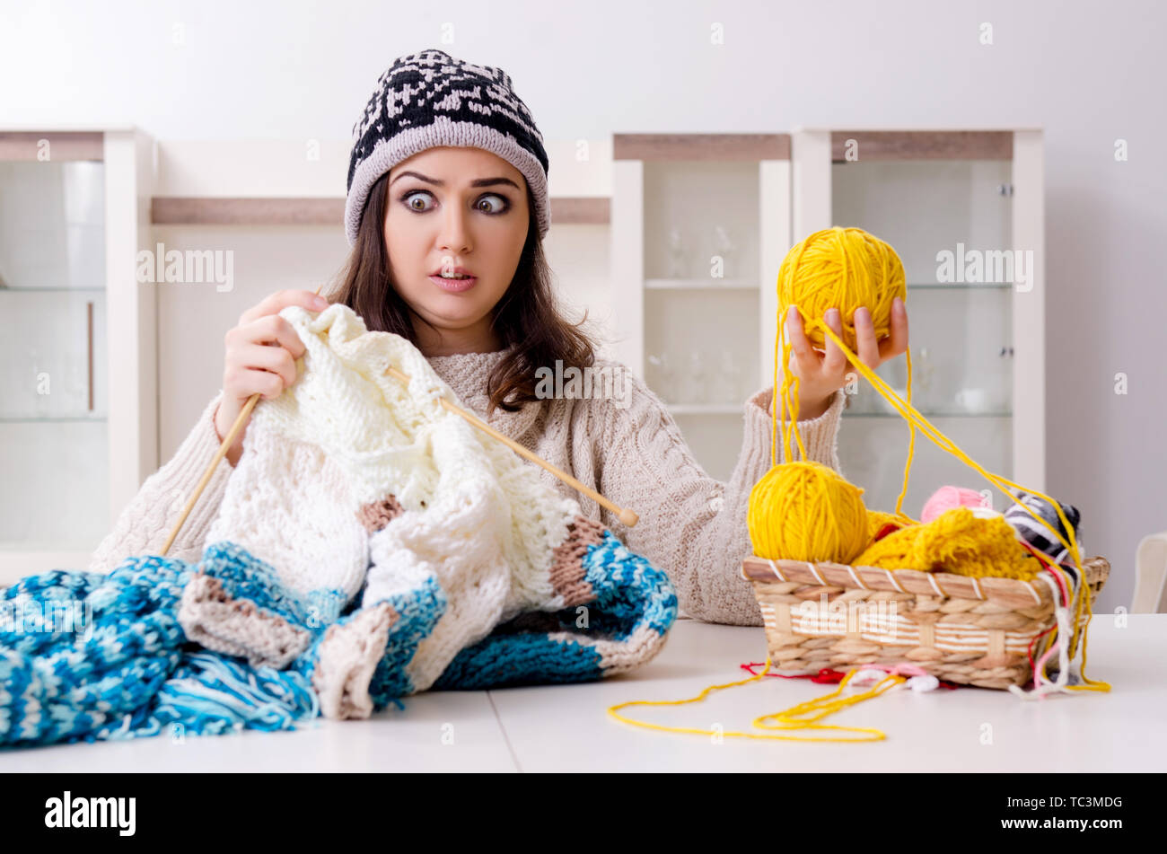Frustrated woman and knit hi-res stock photography and images - Alamy