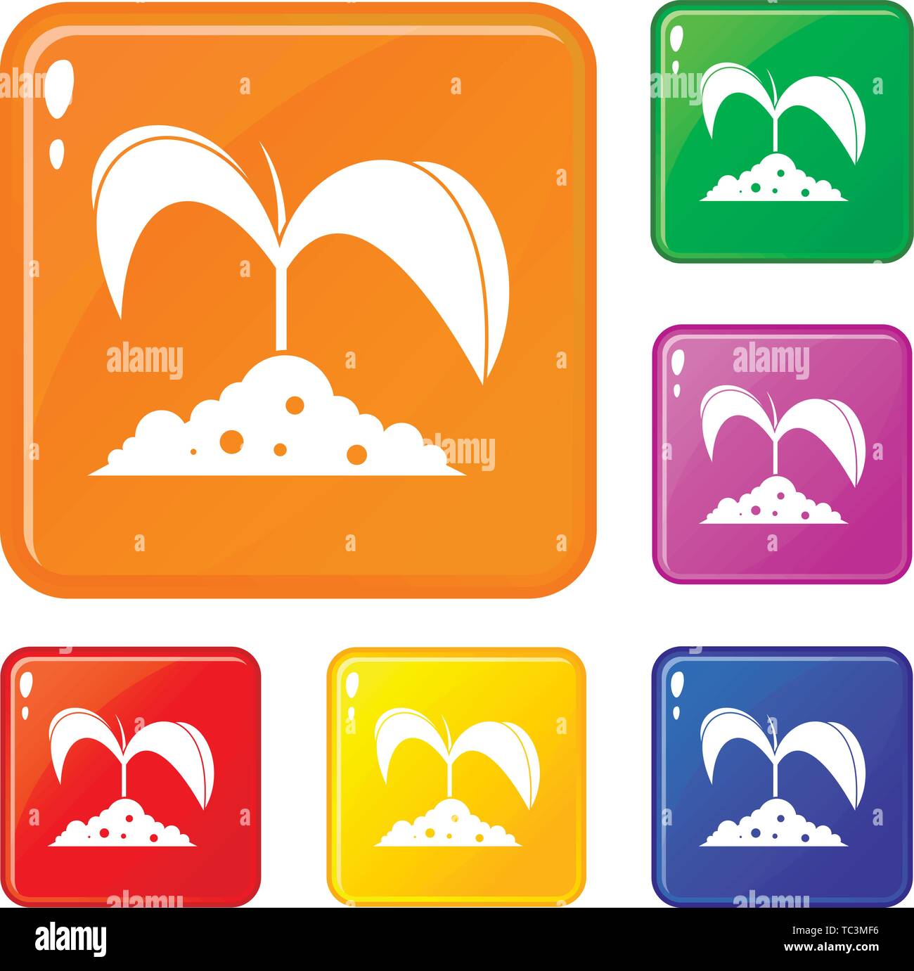 Green seedling in soil icons set vector color Stock Vector Image & Art ...