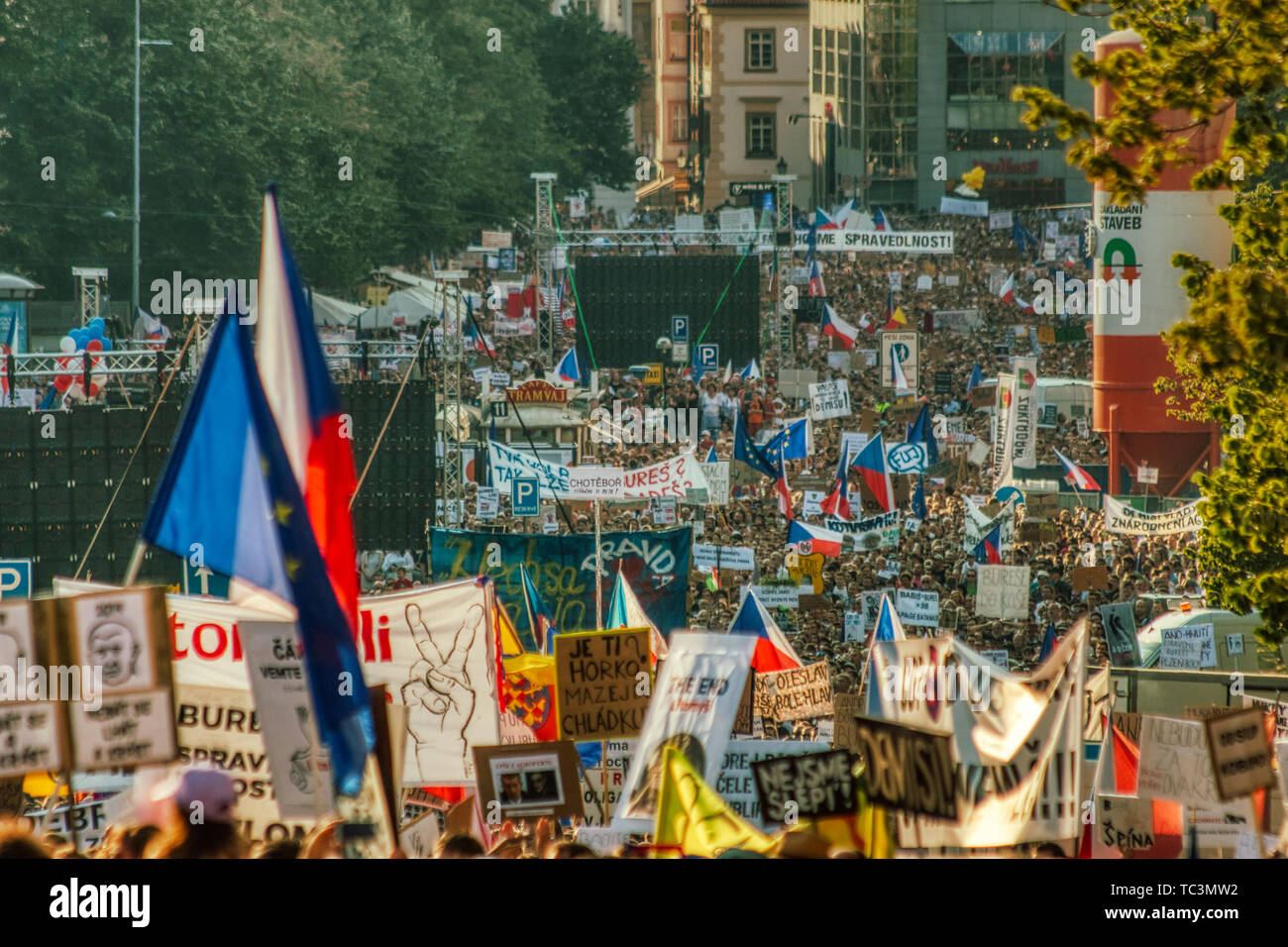 Prague, 4 of June of 2019 - Protest against Andrej Babis in Wenceslas ...