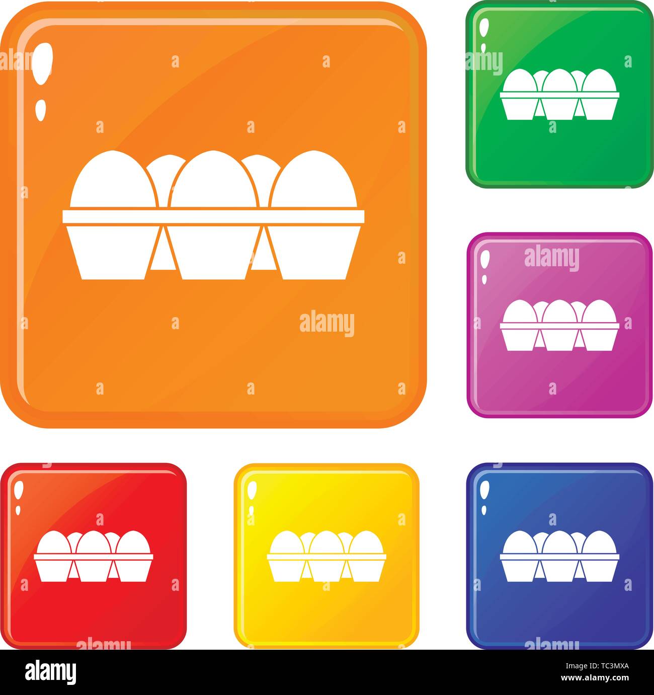 Eggs in carton package icons set vector color Stock Vector Image & Art ...