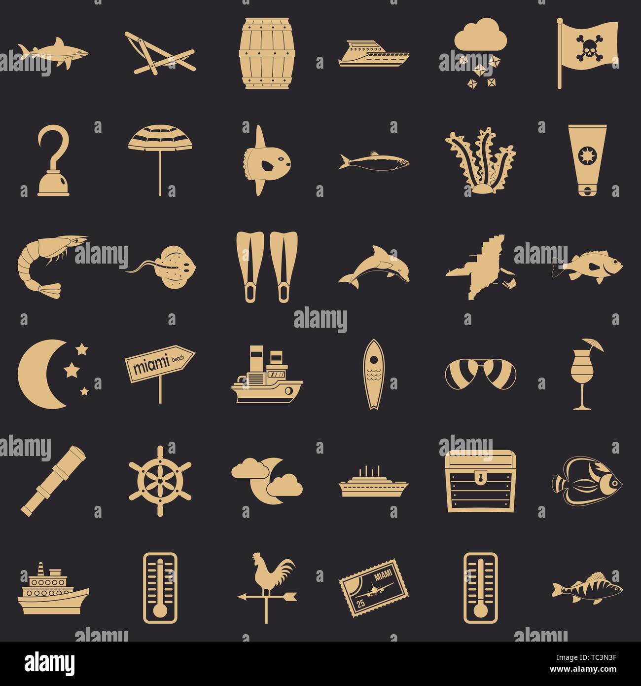 Marine environment icons set, simple style Stock Vector Image & Art - Alamy