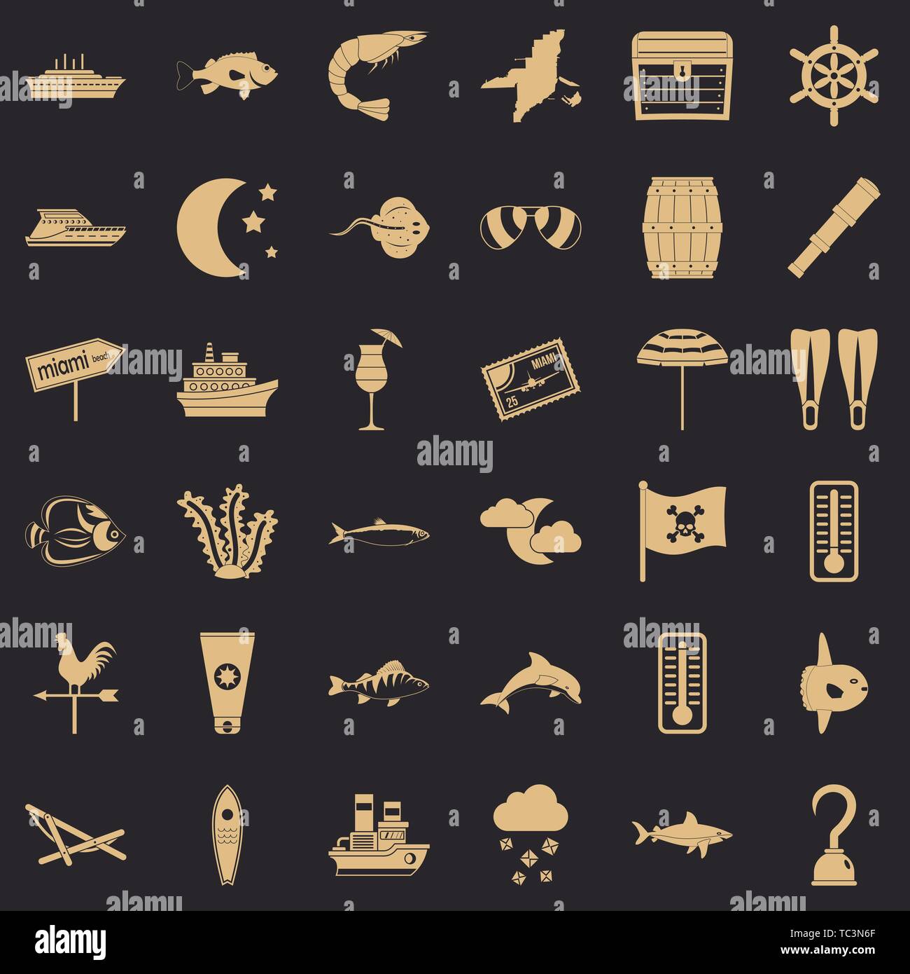 Sea environment icons set, simple style Stock Vector Image & Art - Alamy