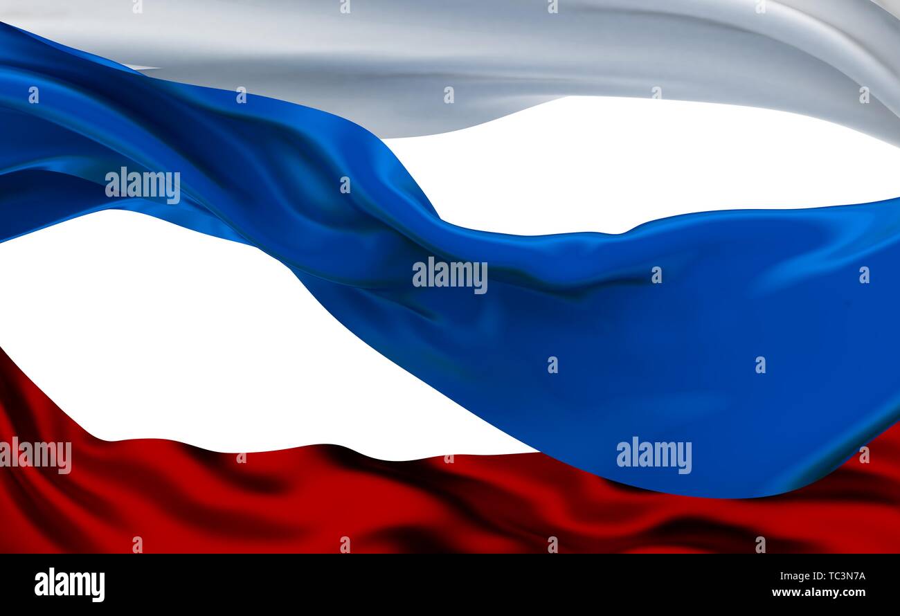 3d illustration of Russian tricolor Flag Ribbons Waving - Isolated on ...