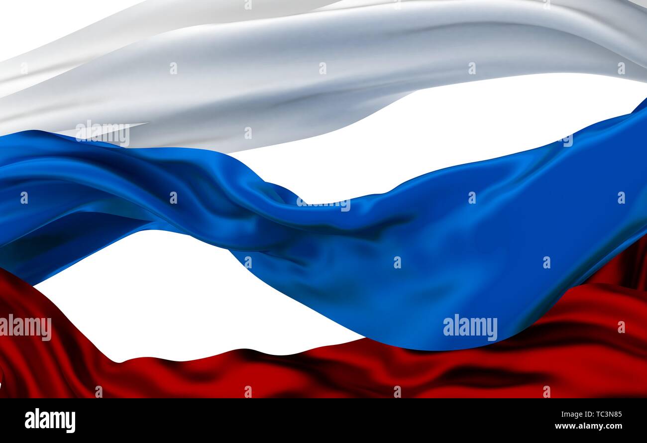 3d illustration of Russian tricolor Flag Ribbons Waving - Isolated on ...