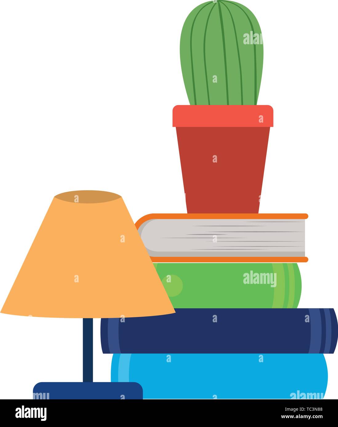 stack of books with lamp in white background Stock Vector Image & Art ...