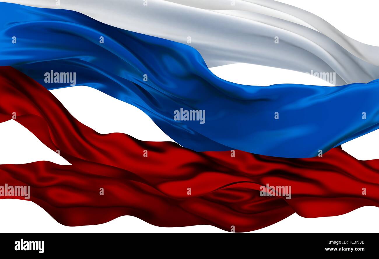 3d illustration of Russian tricolor Flag Ribbons Waving - Isolated on ...