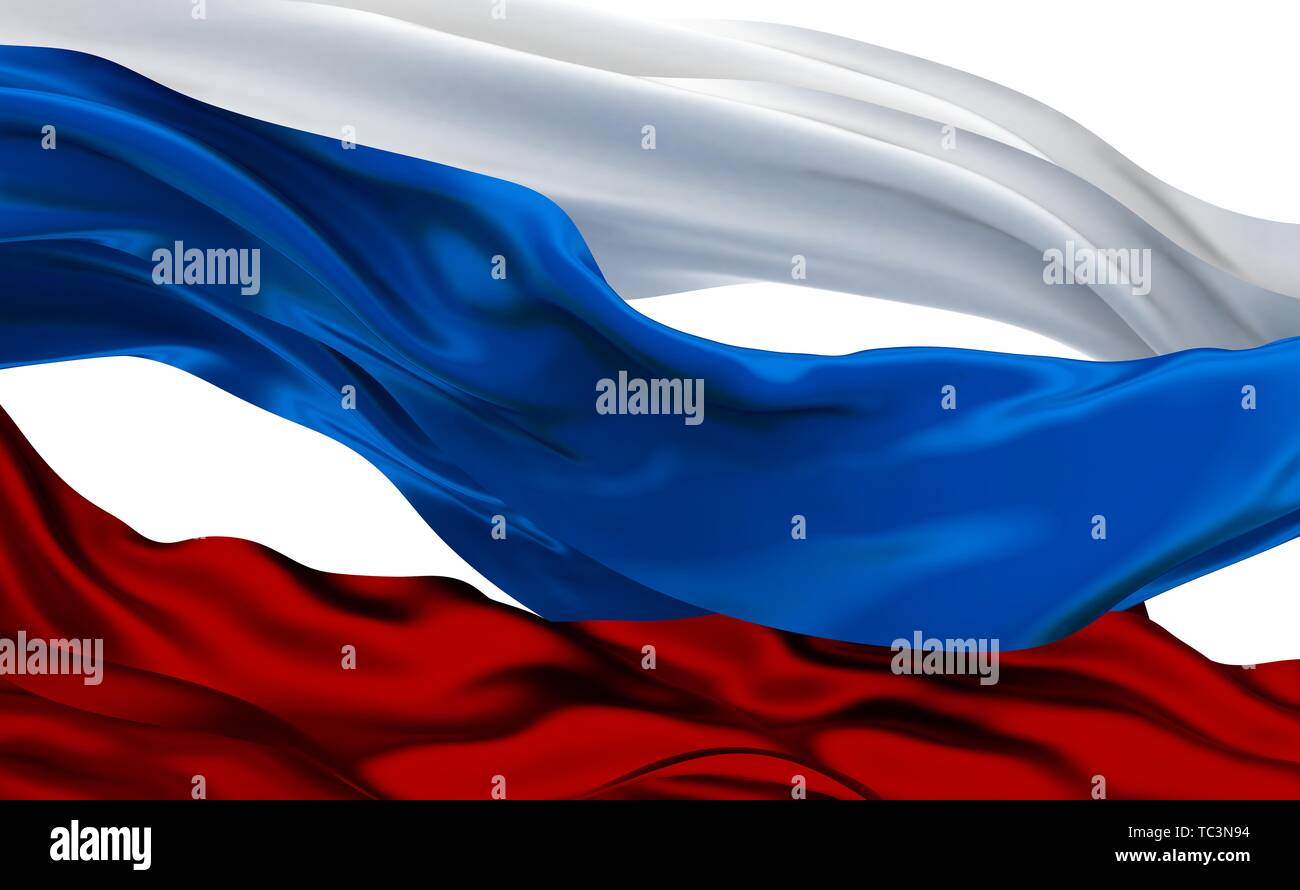 3d illustration of Russian tricolor Flag Ribbons Waving - Isolated on ...