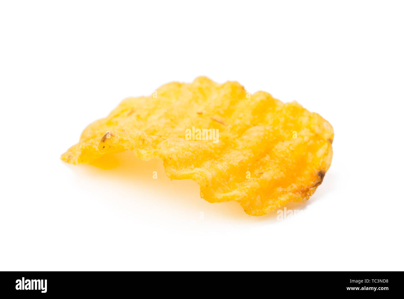 yellow potato chips isolated on white Stock Photo - Alamy