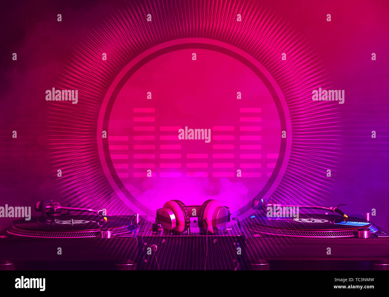 Modern DJ mixer on color background Stock Photo - Alamy