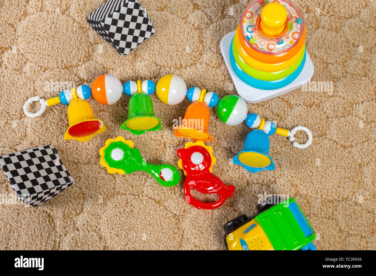 children toys, top view Stock Photo - Alamy
