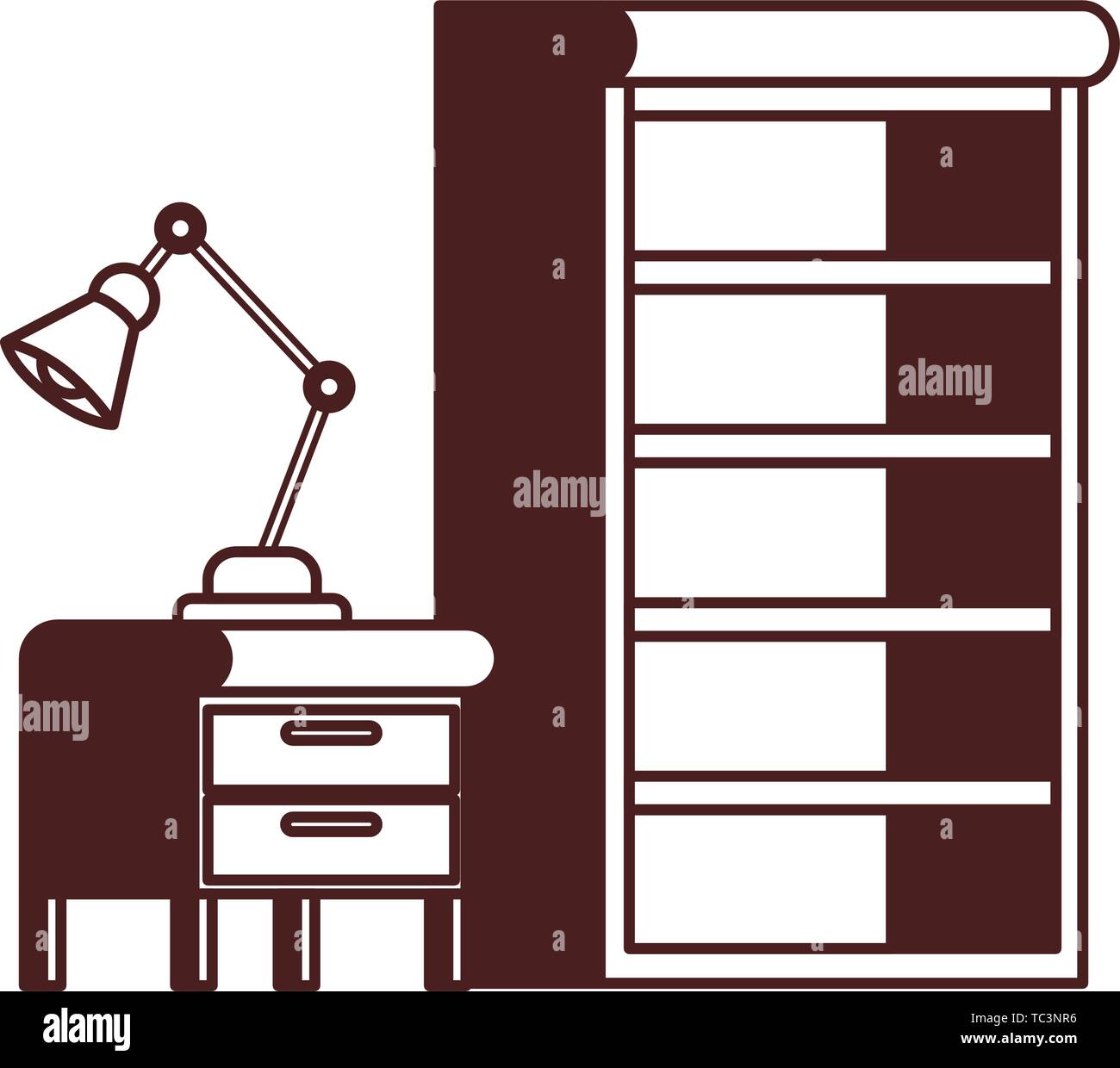 wooden bookshelf on white background Stock Vector Image & Art - Alamy