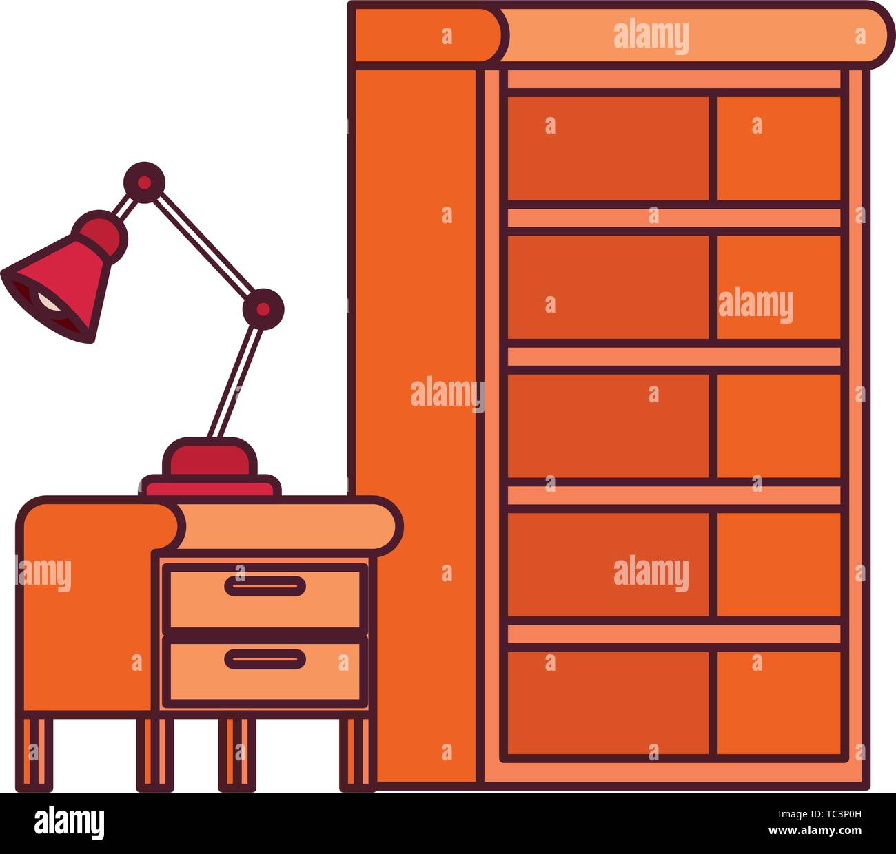 wooden bookshelf on white background Stock Vector Image & Art - Alamy