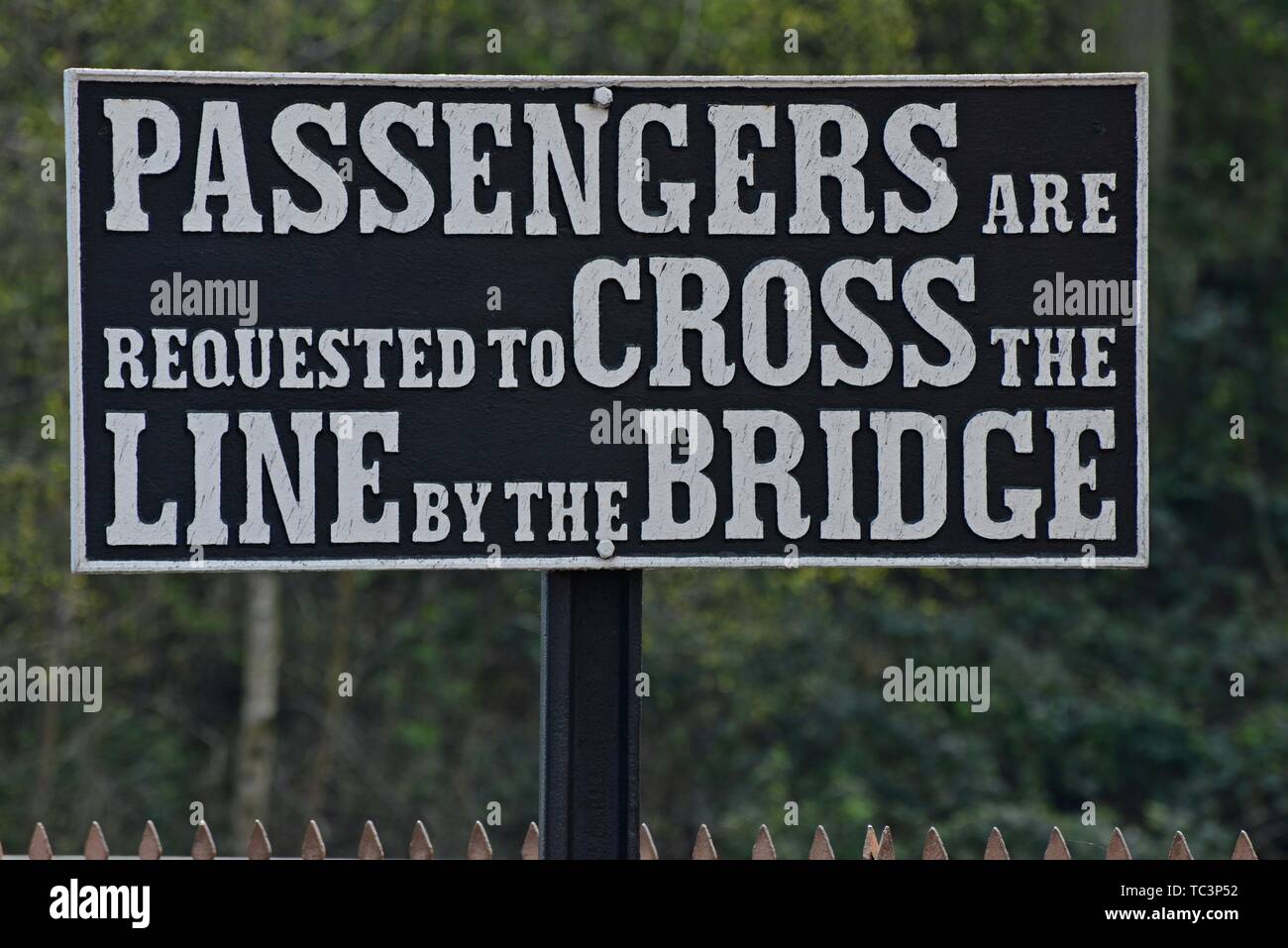 Passengers warning notice at Bridgnorth station on the Severn Valley ...