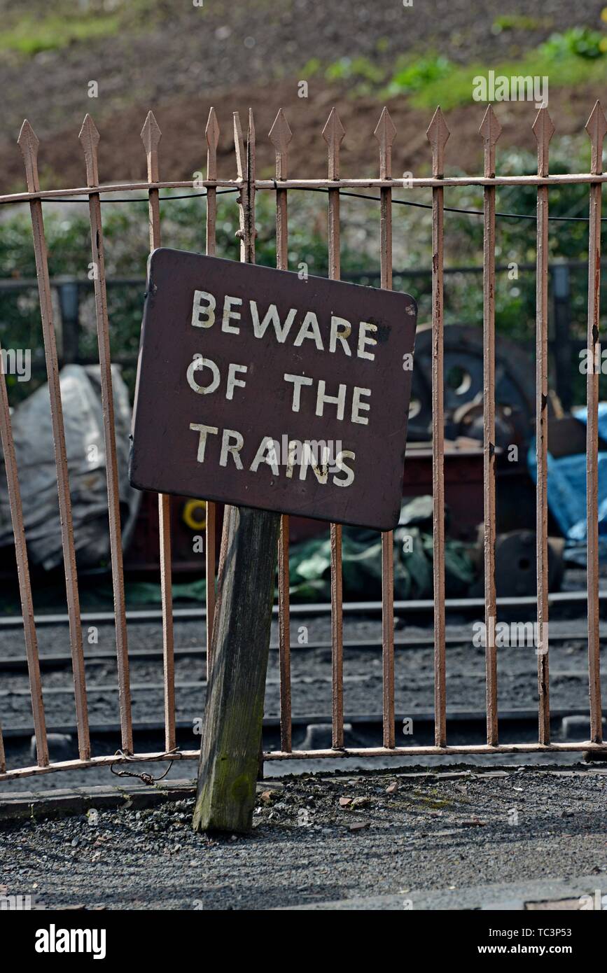 Vintage railway warning sign hi-res stock photography and images - Alamy