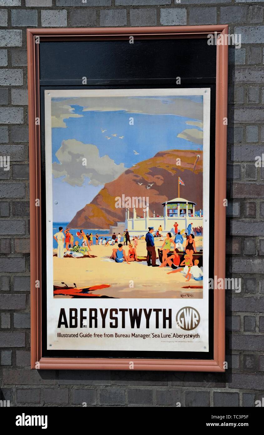 A vintage GWR Notice railway advertising sign with a painting of ...