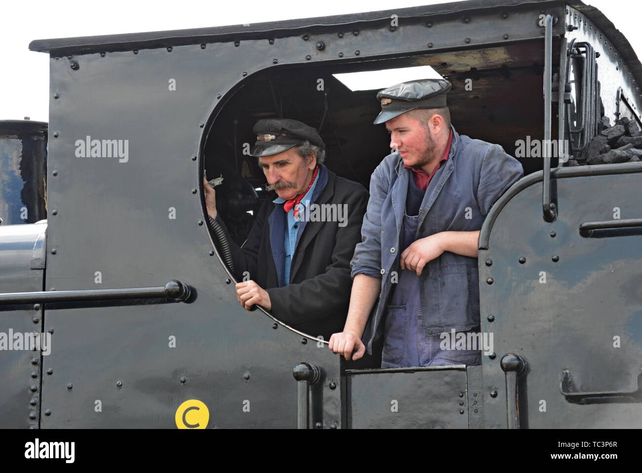 Steam engine driver looking out hi-res stock photography and images - Alamy