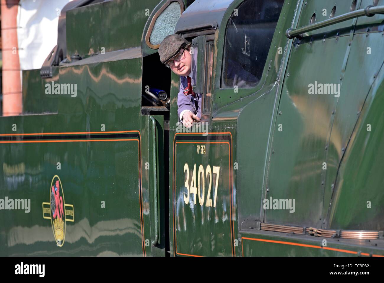 Steam locomotive 34027 taw valley 4 6 2 pacific hi-res stock ...