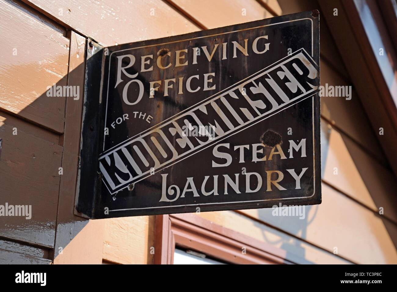 A vintage sign advertising the Kidderminster Steam Laundry at ...
