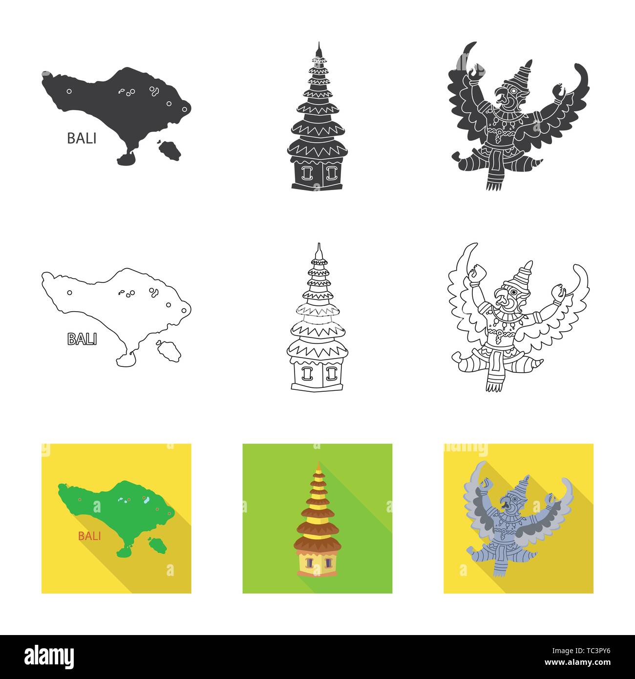 map,temple,garuda,tropical,landmark,bird,card,pura,wayang,cartography ...