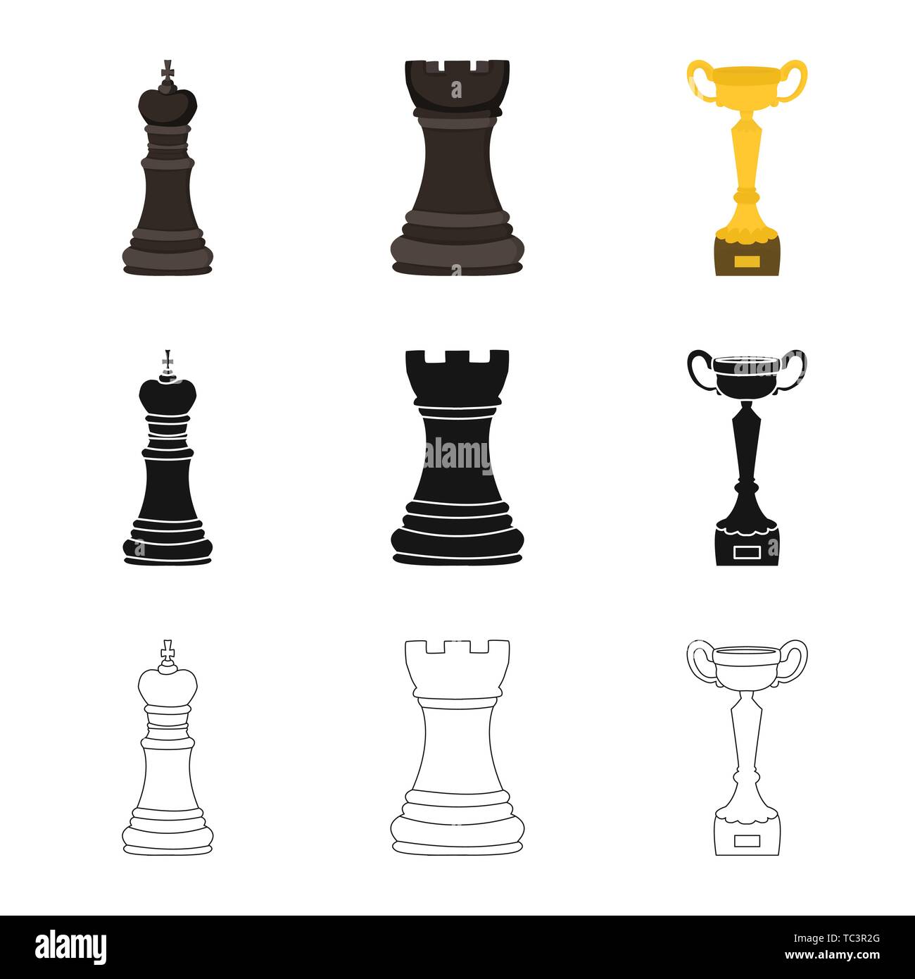 Isolated object of checkmate and thin logo. Collection of checkmate and ...