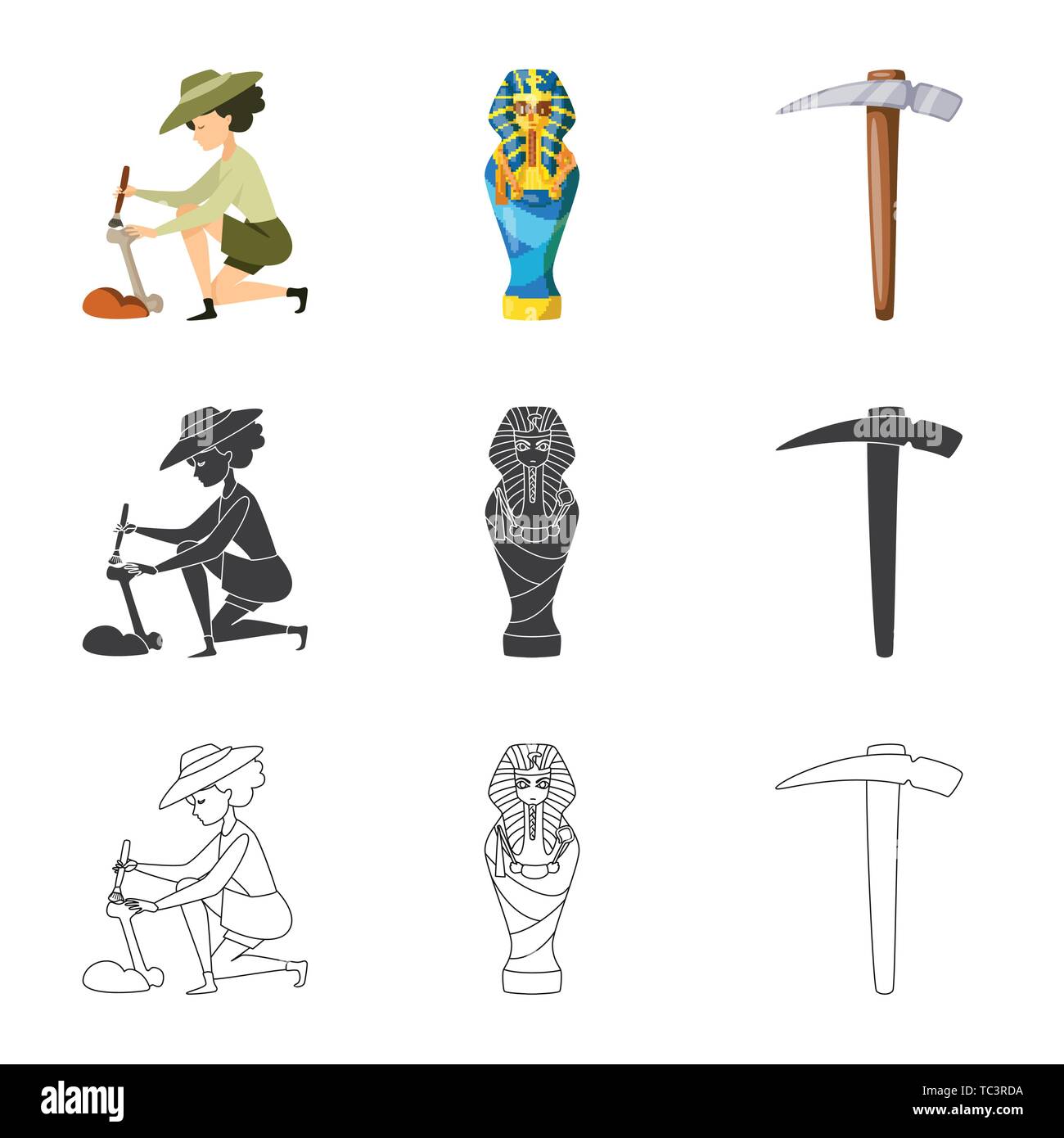 archaeologist,sarcophagus,pickaxe,girl,pharaoh,pick,ground,Egyptian,dig ...